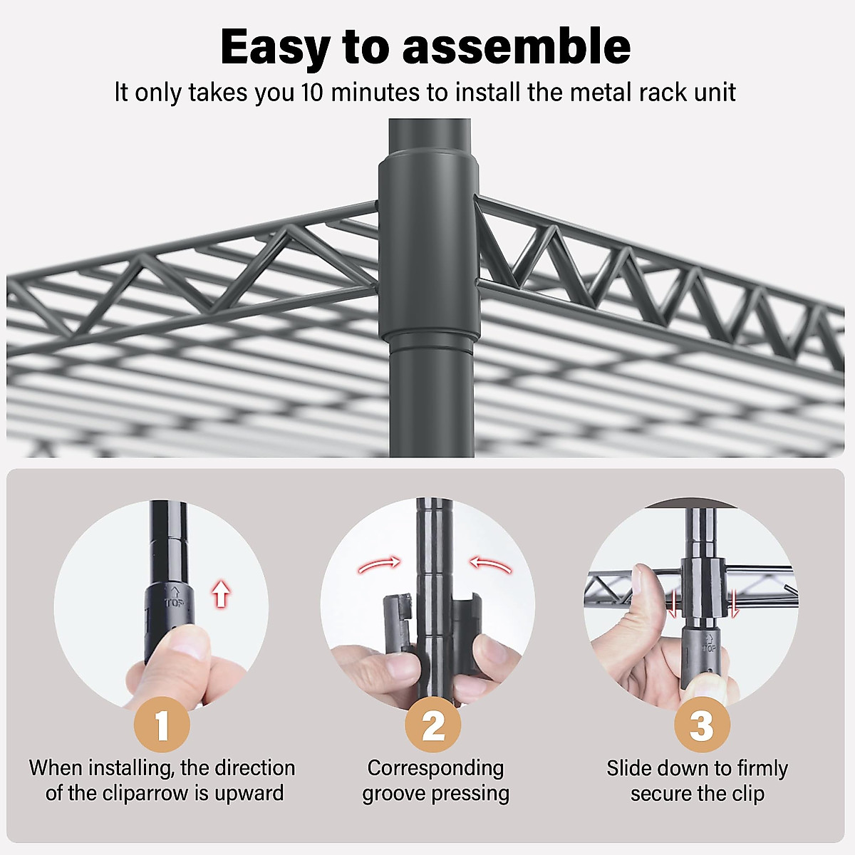 AHEONLAR 3 Tier Grey Storage Racks and Shelving - Heavy Steel Material Pantry Shelves - Adjustable Storage Shelf Metal Storage Rack Wire, Suitable for Warehouses, Closets, Kitchens…