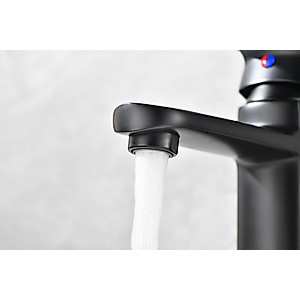 Derengge Bathroom Sink Faucet, Single Handle Bathroom Sink Faucet,1 Hole or 3 Hole Lavatory Vanity Faucet with Deck Plate,Pop up Drain and Water Supply Lines,Matte Black,GFL-0048-MT