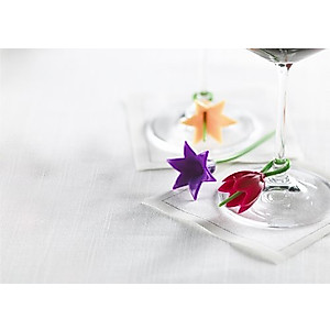 Trudeau Duo Tone Floral Wine Charms, Set of 12