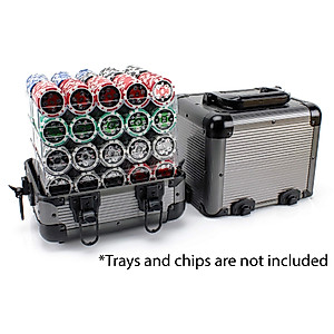 Versa Games 1000pc Deluxe Poker Chip Case Carrier in Gray Color - Ultimate Poker Chip Carrier