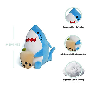 Avocatt Boba Shark Plush Toy - 9" Kawaii Anime Stuffed Animal for Boys & Girls