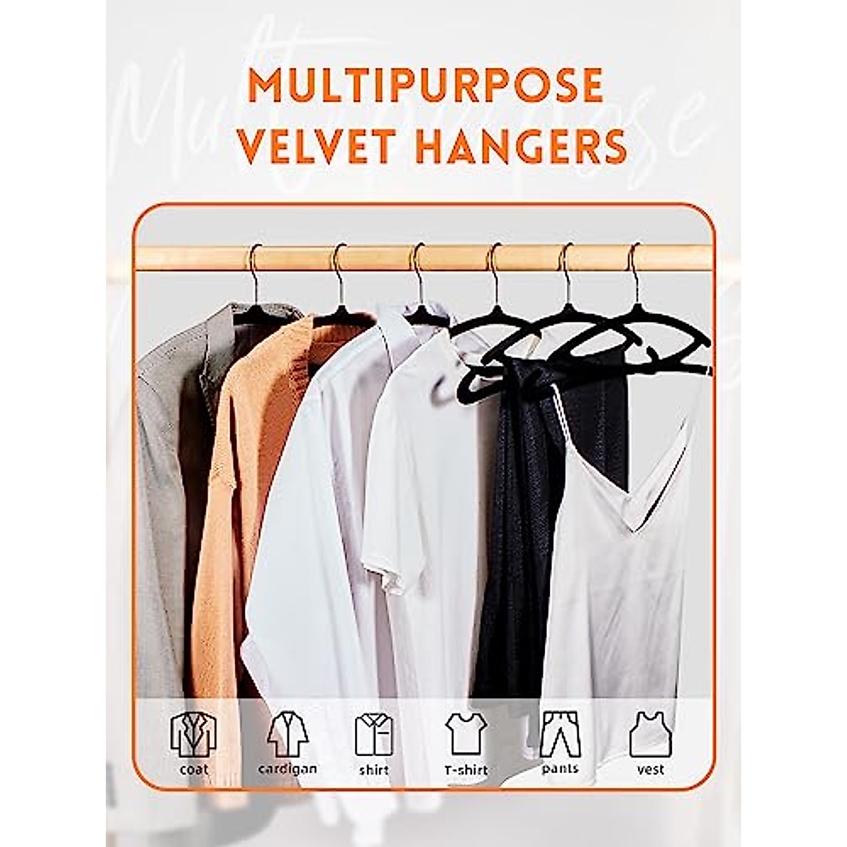 HOUSE DAY Black Velvet Hangers 60 Pack, Luxury Felt Hangers Non Slip Clothes Hangers, Space Saving Black Hanger Heavy Duty Coat Hanger, No Shoulder Bump Focked Hanger with 360° Swivel Hook for Closet