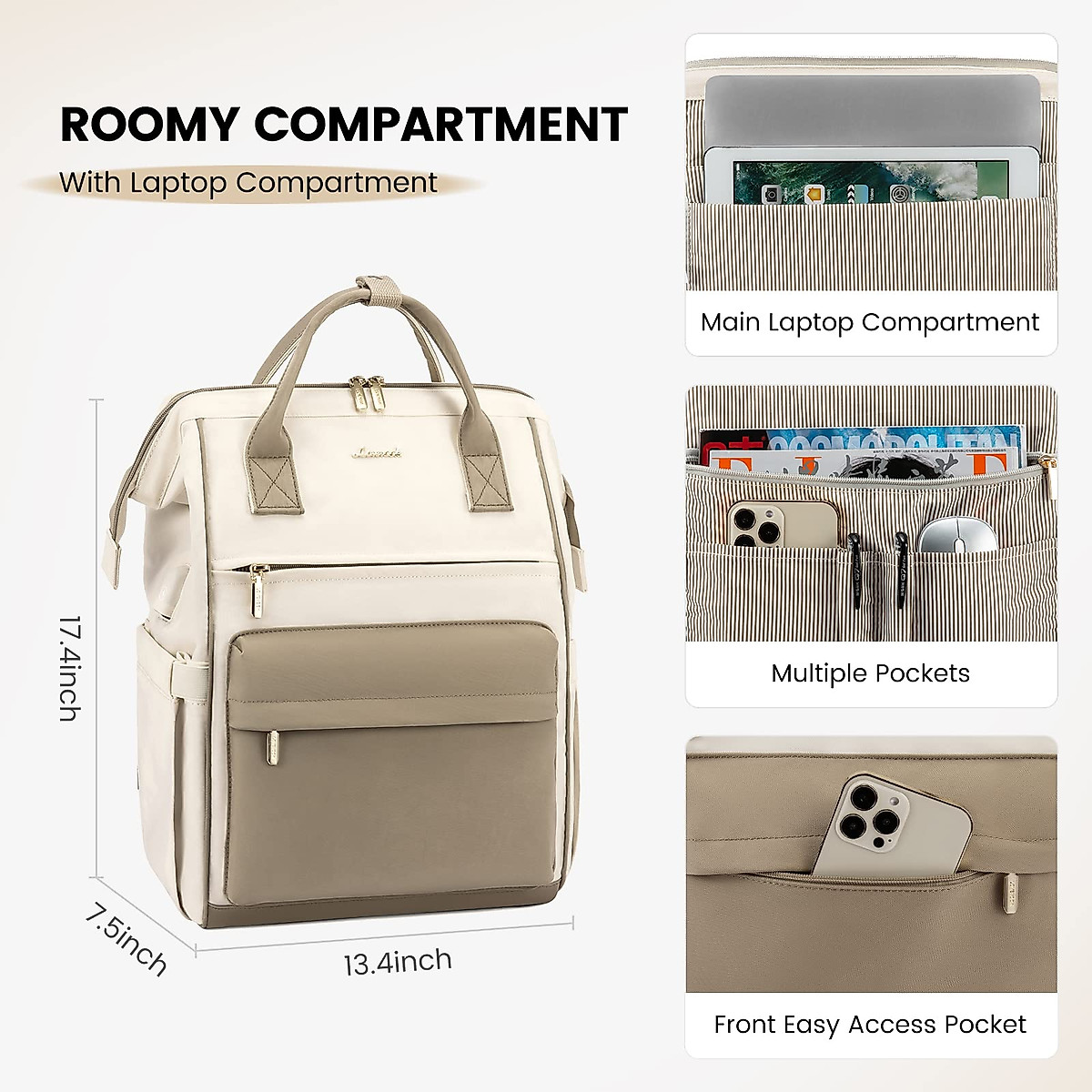 LOVEVOOK Laptop Backpack Purse for Women Waterproof Teacher Nurse Bag, 17.3 inch Work laptop Bag with USB Port, Business Travel Computer Backpack