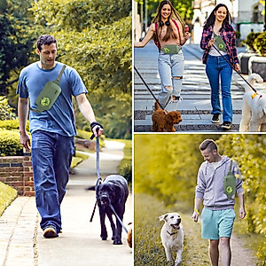 AhhBi Silicone Dog Treat Training Pouch, Clicker for Pet Training, Built-in Poop Bag Dispenser, 3 Ways to Carry (Army Green)