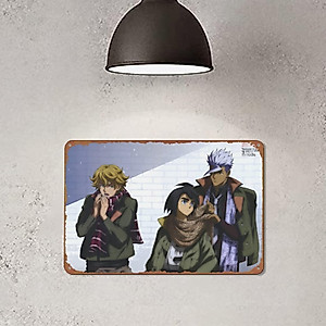 Gundam Mobile Suit Gundam: Iron Blooded Orphans Mikazuki Augus Eugene Sevenstark Orga Itsuka Metal Tin Sign Garage Sign Wall Decoration Old Car Shop Movie Poster Oil Station Sign 8 × 12 inches