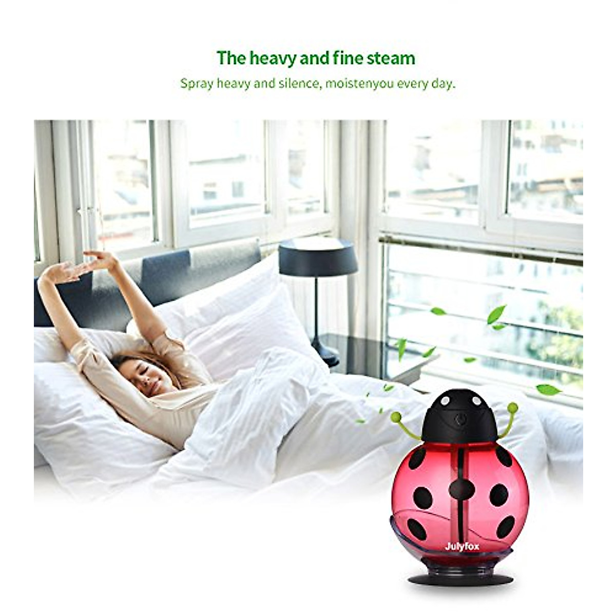 Julyfox Portable Cool Mist Humidifier 260ml Aroma Essential USB Powered Beatles Unique Outlook(Red)