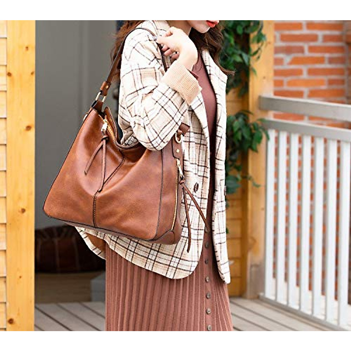 Cicilin Women's Handbags Hobo Shoulder Bags Large Designer Ladies PU Leather Purse and Bag black