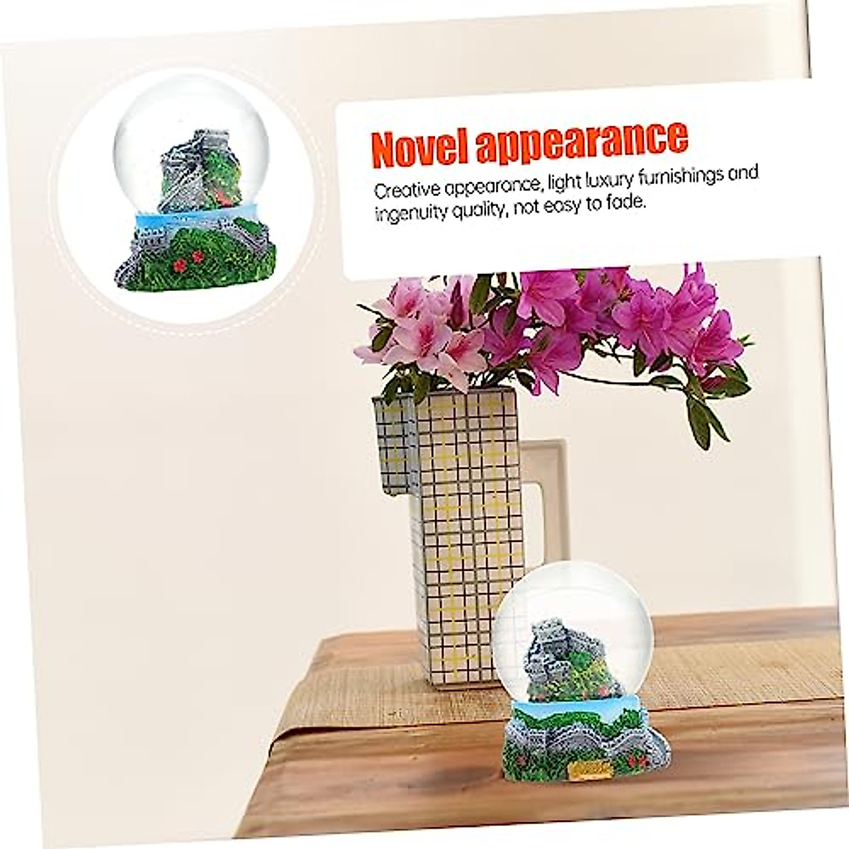 NOLITOY 1pc Great Wall Crystal Ball tablescape Decor Christmas Ornaments Chinese Decor Clear Snow Globe Crystal Snow Globe Nativity Snowglobe Tourist Attractions Crystal Ball Water Desktop
