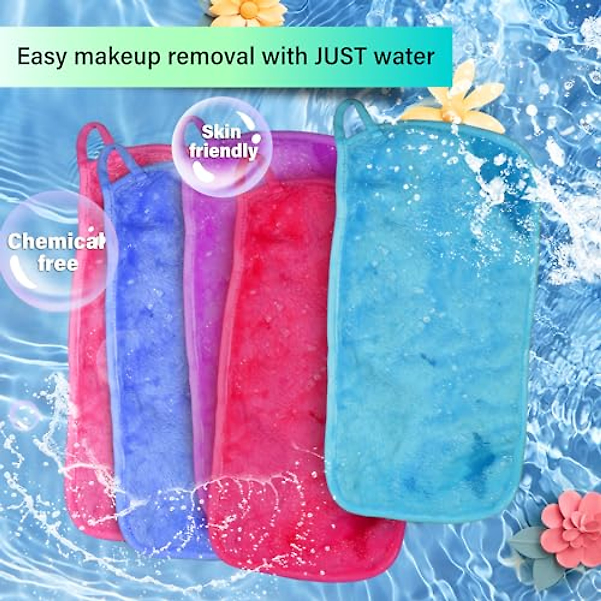Nugilla Makeup Remover Cloth, 5 Packs Reusable Microfiber Makeup Remover Towels, Face Towel for Women