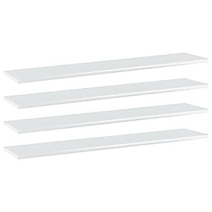 WIFESE Floating Shelves 4 pcs 39.4"x7.9" Wall Shelves Display Shelves for Collectibles Bedroom Living Room Wall Storage Floating Bathroom Shelving Engineered Wood High Gloss White
