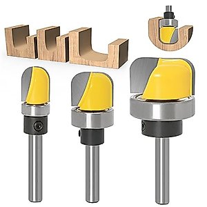 ASNOMY 3Pcs 1/4 Inch Shank Bowl and Tray Router Bit, Bowl & Tray Template Router Bit Set with Ball Bearing Dish Carving Router Bits Wood Cutter Bowl Pattern Router bit