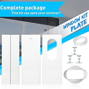 TOPOWN Portable Ac Window Kit, 5"/5.9" Hose Universal Window Slide Kit Plate for Ac Window Vent Kit Vertical/Horizontal -Max Adjustable Length 122cm/48- with 5.9"/15cm and 5"/13cm Adaptor