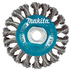 Makita 1 Piece - 4 Inch Knotted Twist Wire Wheel Brush for Grinders - Heavy-Duty Conditioning for Metal - 4" x 5/8-Inch | 11 UNC