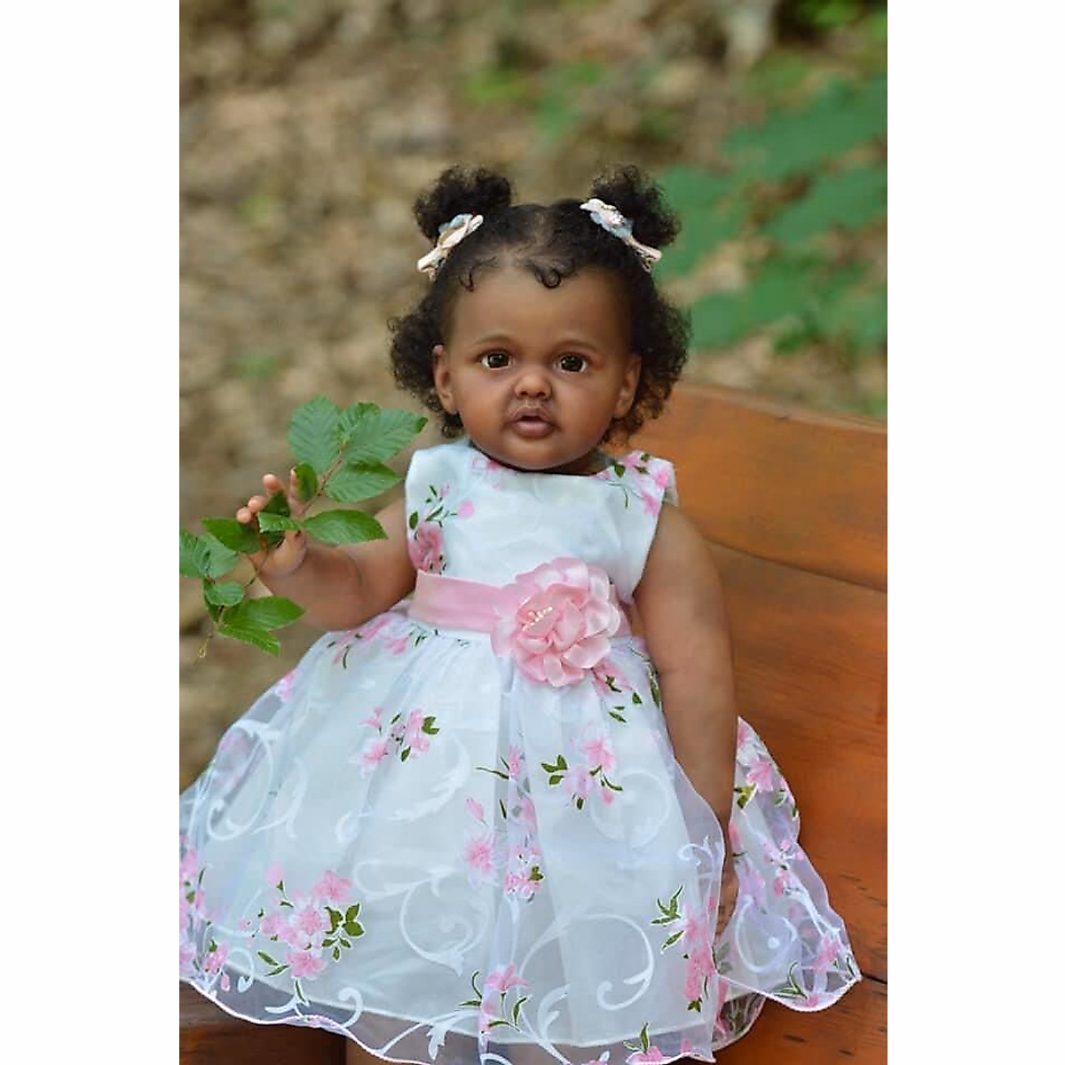 iCradle 28 Inch Toddler Reborn Doll Girl Black Reborn Baby African American Silicone Baby Dolls Weighted Cloth Body Brown Eyes Handmade Doll Toys for Children Gifts