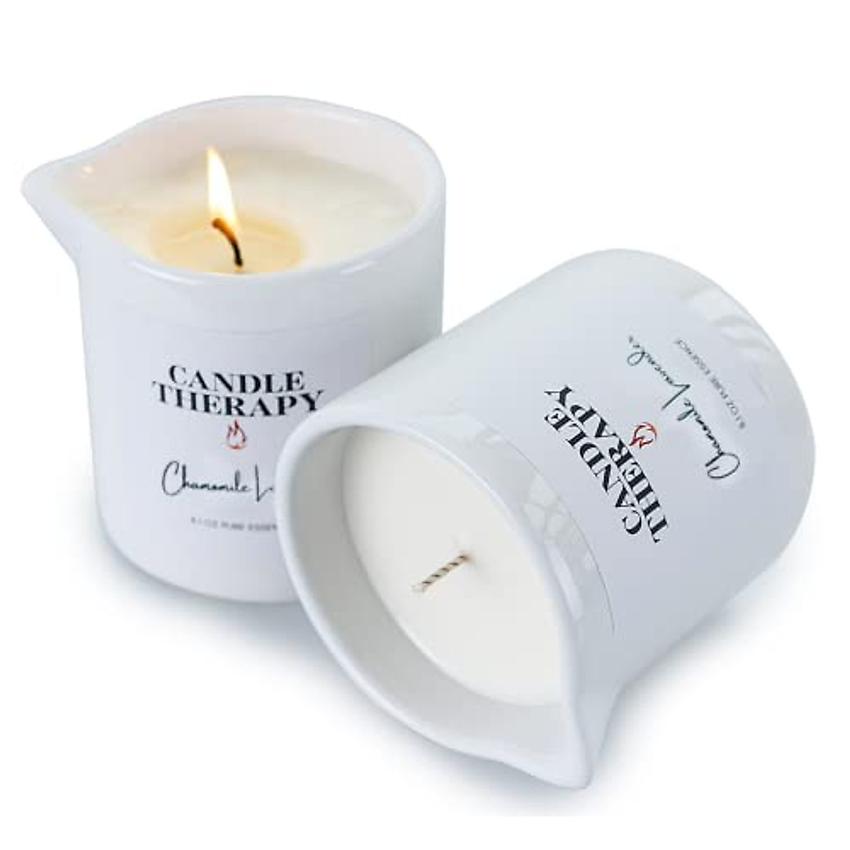 Candle Therapy Massage Oil Candles with Spout, 8.1 oz Natural Moisturizing Lotion Candle for Relaxing Body Candle, Low Temp Massaging Candle (Lavender Chamomile)