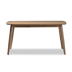 Bowery Hill Mid-Century Dining Table in French Oak Veneered