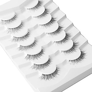 Gmagictobo Lashes Natural Short False Eyelashes Wispy Lashes Pack Light Volume Clear Band Soft Fake Eye lashes 7 Pairs Multipack