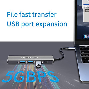 UPIKOPP USB C Hub HDMI Adapter for MacBook Pro Dongle, Thunderbolt 3 to USB HDMI Hub for Mac/MacBook Air/ipad Pro/Projector with 3 USB Ports and PD Charging Port