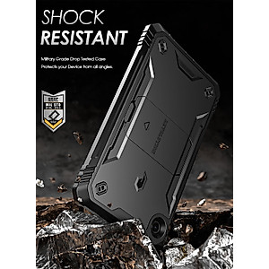 Poetic Revolution Case for Samsung Galaxy Tab A9 8.7 inch (2023), Built in-Screen Protector with Full-Body Kickstand Rugged Heavy Duty Case, Black