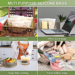 SPLF 6 Pack Silicone Reusable Food Storage Bags, BPA Free Meal Prep Containers, Reusable Ziplock Bags, Microwave Dishwasher Freezer Safe Silicone Sandwich Snack Lunch bag Bowl