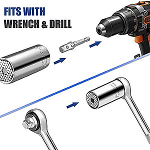 URGENEX Universal Socket Wrench Set (11-32mm 7-19mm) Professional Sockets Tools Multi-function Wrench Repair Kit with Power Drill & Ratchet Wrench Adapter Chrome Vanadium Steel (4PCS)