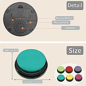 BOSKEY Set of 6 Dog Buttons, Dog Communication Button, Dog Talking Button, Recordable Button, Dog Touch Button, 50 Training Stickers to Teach Your Dog to Talk!(6 Pack)