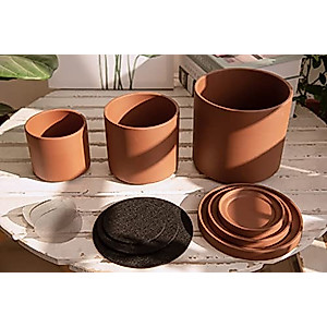 D'vine Dev Rust Terracotta Pots, Set of 3, Clay Planters for Indoor Plants, Succulent Planter Pot with Drainage Hole and Saucer, 4.2 Inch 5.3 Inch 6.5 Inch, 40-A-T-0