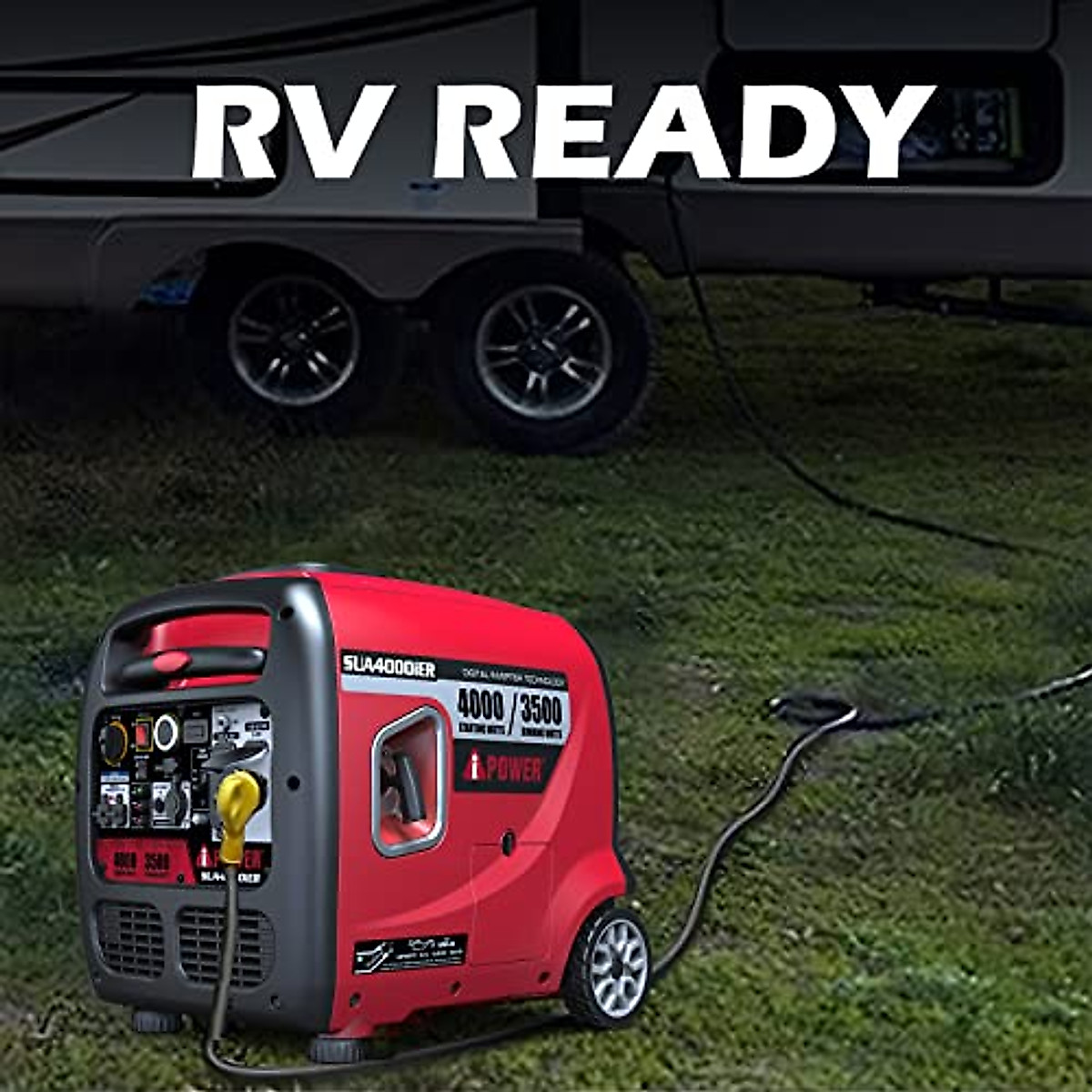 A-iPower SUA4000iER 4000 Watt Portable Inverter Generator Quiet Operation With Electric/Remote Start, RV Ready