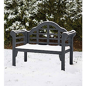 Plow & Hearth 62A79-BK Lutyens Eucalyptus Wood Garden Bench, Black