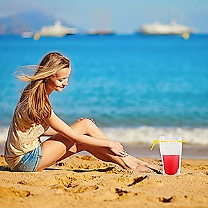 50 PCS Stand-Up Plastic Drink Pouches Bags with 50 Drink Straws, Heavy Duty Hand-Held Translucent Reclosable Ice Drink Pouches Bag, Non-Toxic, for Smoothie, Cold & Hot Drinks