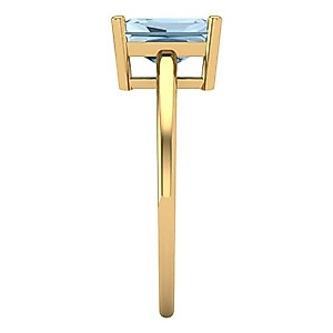 Clara Pucci 2.0 ct Emerald Cut Solitaire Natural Swiss Blue Topaz Bridal Designer Anniversary Engagement Ring 14k Yellow Gold 10.25