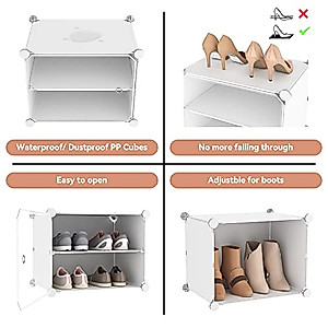 LANTEFUL 10 Tiers Tall Shoe Rack 20 Pair Shoe Organizer Narrow Shoe Rack with Door Portable Shoe Storage Cabinet with Hooks Sturdy Plastic White Shoe Rack for Entryway and Bedroom