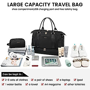 Gym Bag for Women LOVEVOOK Travel Duffel Bag with USB Charging Port,Weekender Bags for Women with Shoe Compartment,Carry on Overnight Bag with Toiletry Bag,Hospital Bags for Labor and Deliver
