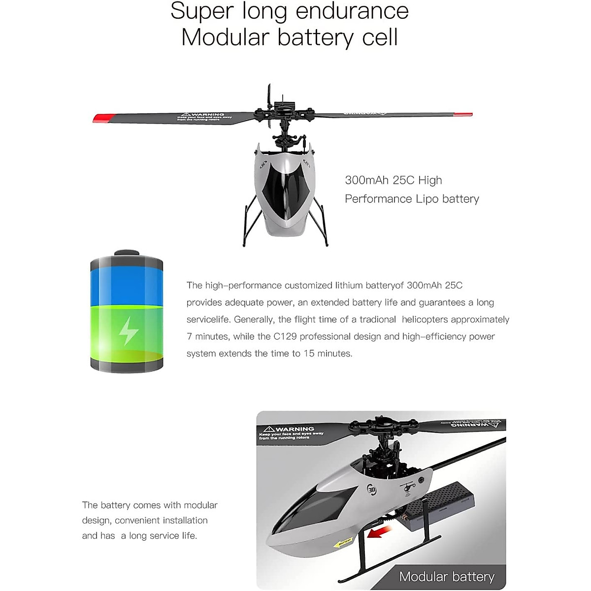 GoolRC C129 V2 RC Helicopter, 4 Channel Remote Control Helicopter with 6-Axis Gyro, 2.4GHz RC Aircraft with 3D Flips, Altitude Hold, One Key Take Off/Landing and 2 Batteries for Adults and Beginners