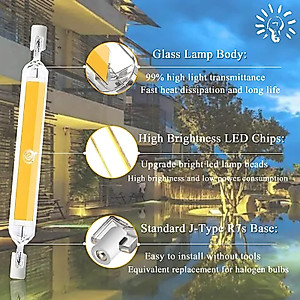 Dimmable R7s LED Bulbs 20W High Brightness LED Light Bulbs 200W Halogen Equivalent Bulbs R7s Double Ended J-Type T3 R7s Base for Work Lighting Landscape Lights,Warm White,118mm 2 Pack