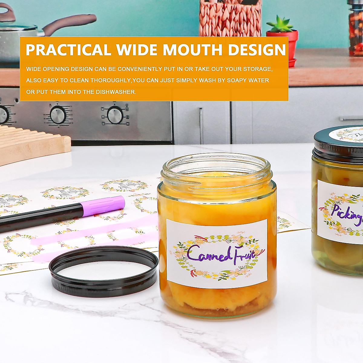 Salzesfalls 16 Pack 8oz Glass Jars with Lids,Glass Candle Making Jars,Clear Round Candle Jars with Lids,Mason Jars,Canning Jars,Food Storage Container for Spices, Honey, Jam, Candy