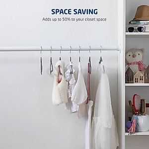 Zober Velvet Kids Hangers for Closet - Pack of 50 Non Slip Childrens Hangers for Shirts, Pants & Dresses w/Swivel Hook - Durable Kids Clothes Hanger w/Notches - Small Hangers - Gray