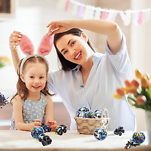 WODMAZ 12 PCS Pre Filled Easter Eggs with Robot Vehicles Building Blocks, Car Toys Set for Kids' Gift, Easter Party Favors, Easter Basket Fillers, Easter Egg Hunt, Classroom Events