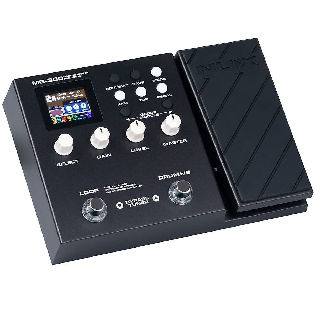 NUX MG-300 Multi Effects Pedal TSAC-HD Pre-Effects,Amp Modeling algorithm,CORE-IMAGE Post-Effects,IR,56 drum beats,60 seconds Phrase Loop