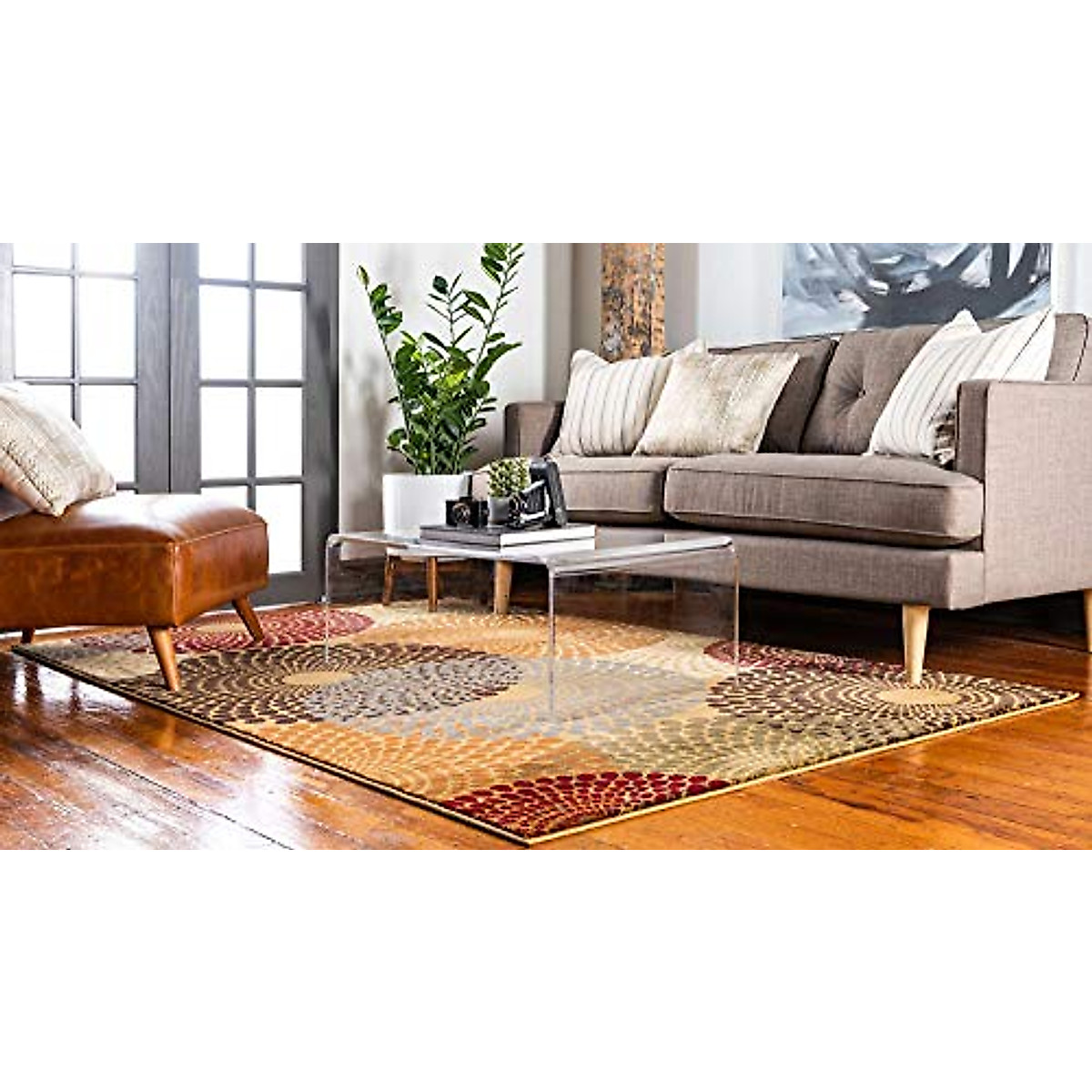 Unique Loom Barista Collection Area Rug - Java (7' 10" x 10' Rectangle, Beige/ Black)
