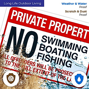 Sigo Signs, No Swimming Boating Fishing Offenders Prosecuted to The Full Extent of The Law Sign, 10x7 Inches, 55 mil Thick HDPS (high Density polystyrene), Made in USA