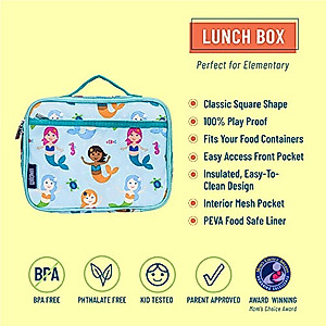 Wildkin Kids Insulated Lunch Box Bag for Boys & Girls, Reusable Kids Lunch Box is Perfect for Early Elementary Daycare School Travel, Ideal for Hot or Cold Snacks & Bento Boxes (Mermaids)