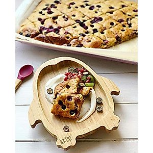 Bamboo Baby Plate with Suction - Kids and Toddler Suction Cup Plate for Babies, Non-toxic All-Natural Bamboo Baby Food Plate Stays Cool to the Touch for Baby-Led Weaning (Penguin-Yellow)