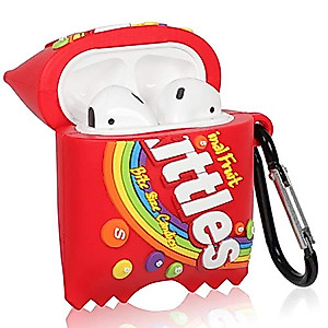 Lupct for Airpod 2/1 Silicone Case, Soft Cartoon Fashion Cute Food Design Air Pods Cover Girls Women Funny Fun Cool Unique Kawaii Keychain Cases for AirPods 2&1 (Bubble Gum+Rainbow Sweet) (2 Packs)