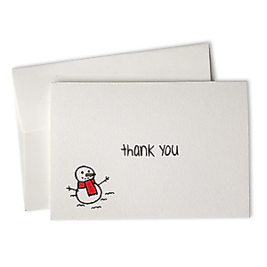 Happy Snowman Winter Thank You Cards - 24 Greeting Cards with Envelopes