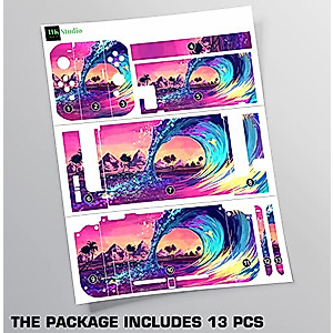 HK Studio Game Console Switch Skins - Meta Wave Game Console Switch Stickers with No Bubble, Waterproof - Game Console Switch Wrap Skin - Including Skin for Joy-Cons, Dock, Grip and Console