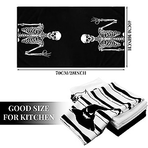 Preboun 8 Pcs Halloween Kitchen Towel Gothic Kitchen Dish Towels 16 x 28 Inch Fiber Absorbent Towel Skull Tea Towel for Halloween Kitchen Decoration Accessories