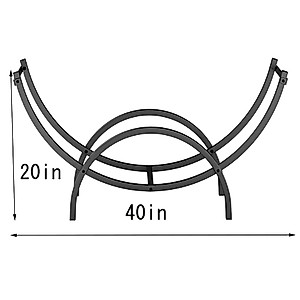 DOEWORKS Curved Heavy Duty Indoor/Outdoor Firewood Racks 40 Inches Log Rack Half Round for Wood Storage, Black