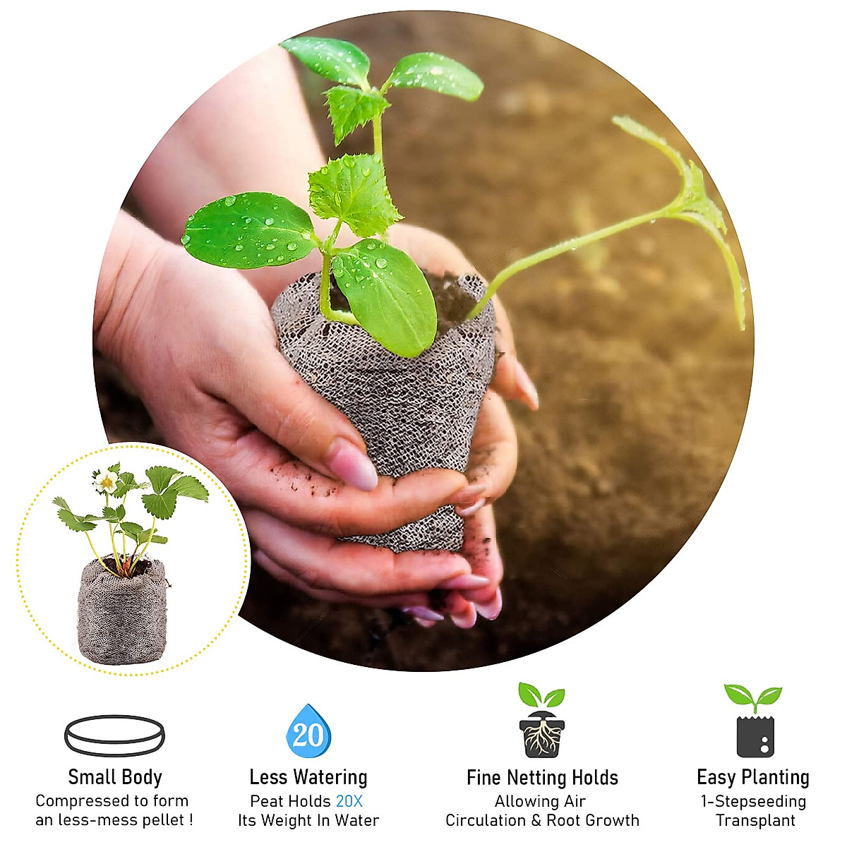 Legigo 100 Pcs 30mm Seed Starter Peat Pellets Pods for Seedlings- Compressed Seed Starting Pellets Seed Starter Pods Plugs Soil Peat Pods for Starting Seeds, Garden Planting Herb Flower Vegetables