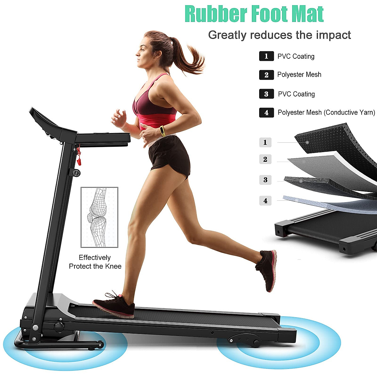 GYMAX Folding Treadmill, Electric Motorized Fitness Exercise Running Machine for Home Gym Office with 12 Preset Programs, Heart Sensor and Moving Wheels Manual Incline Cardio Training Treadmill